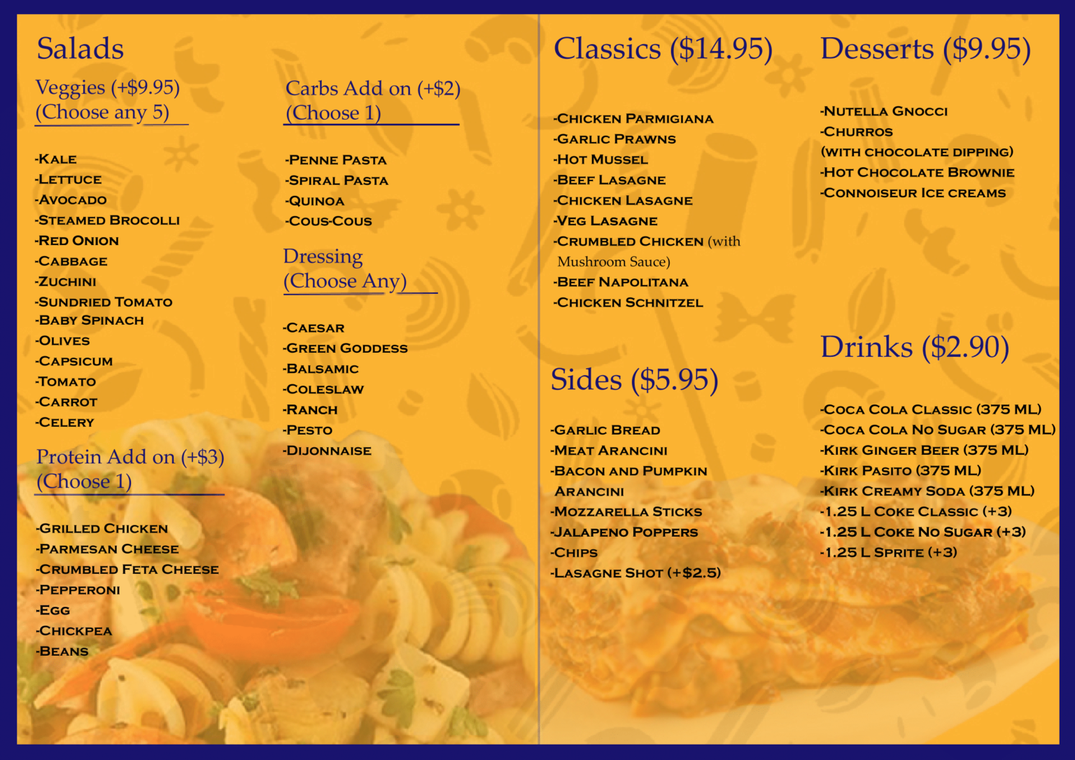 MENU - Mi Amore Pasta